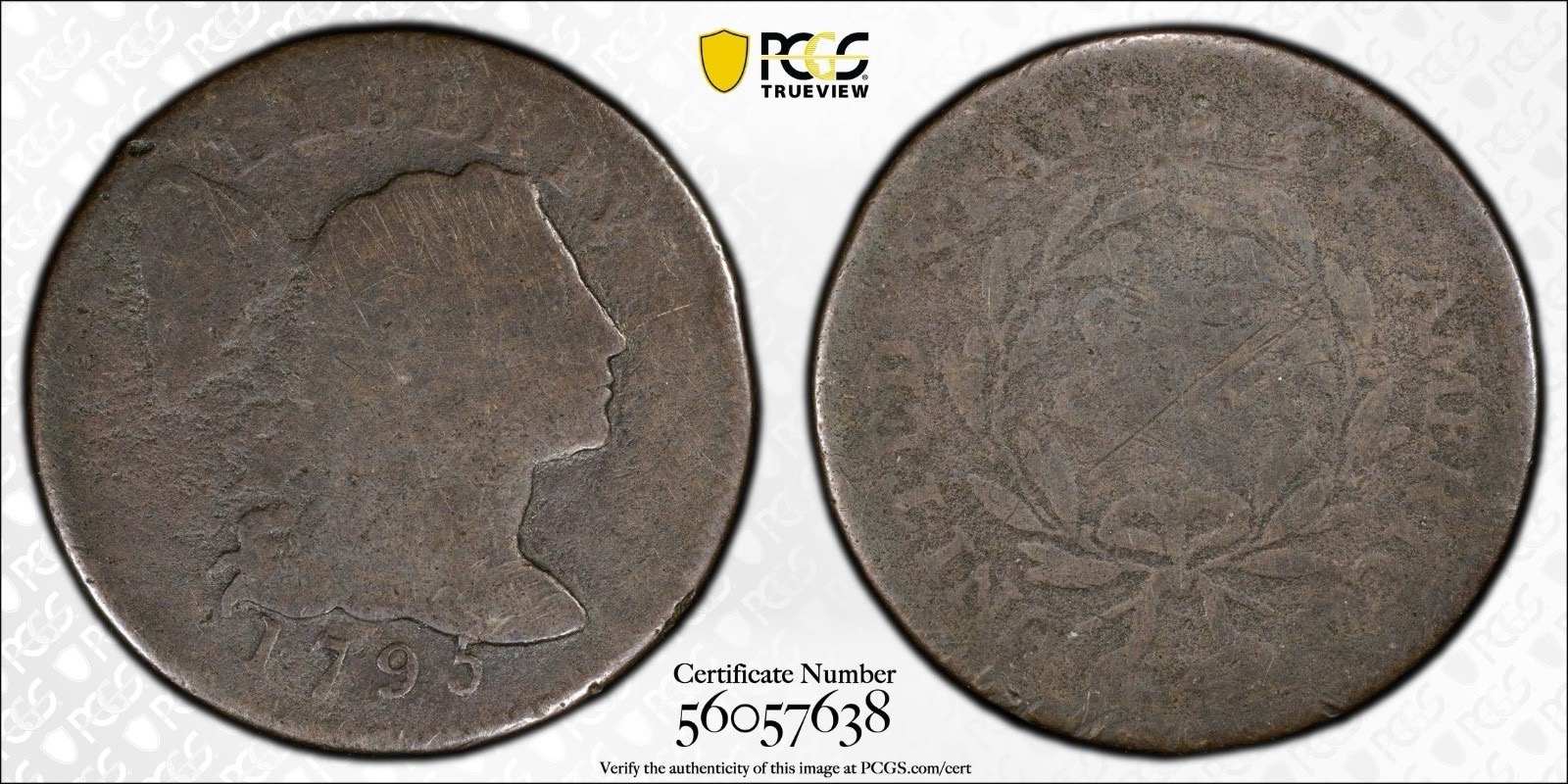 1795 Lettered Edge Liberty Cap Copper Large Cent 1C PCGS G Detail ...