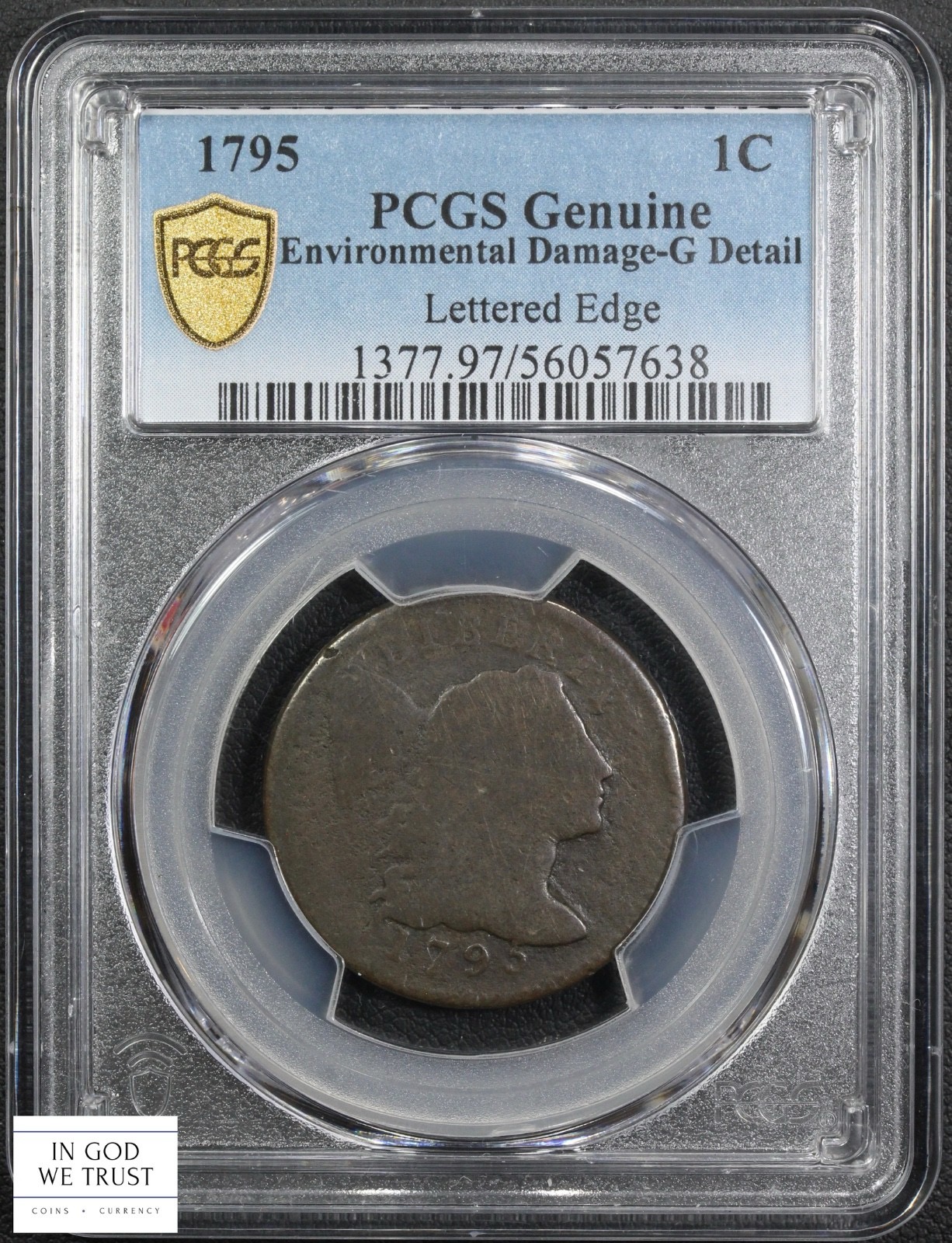 1795 Lettered Edge Liberty Cap Copper Large Cent 1C PCGS G Detail ...