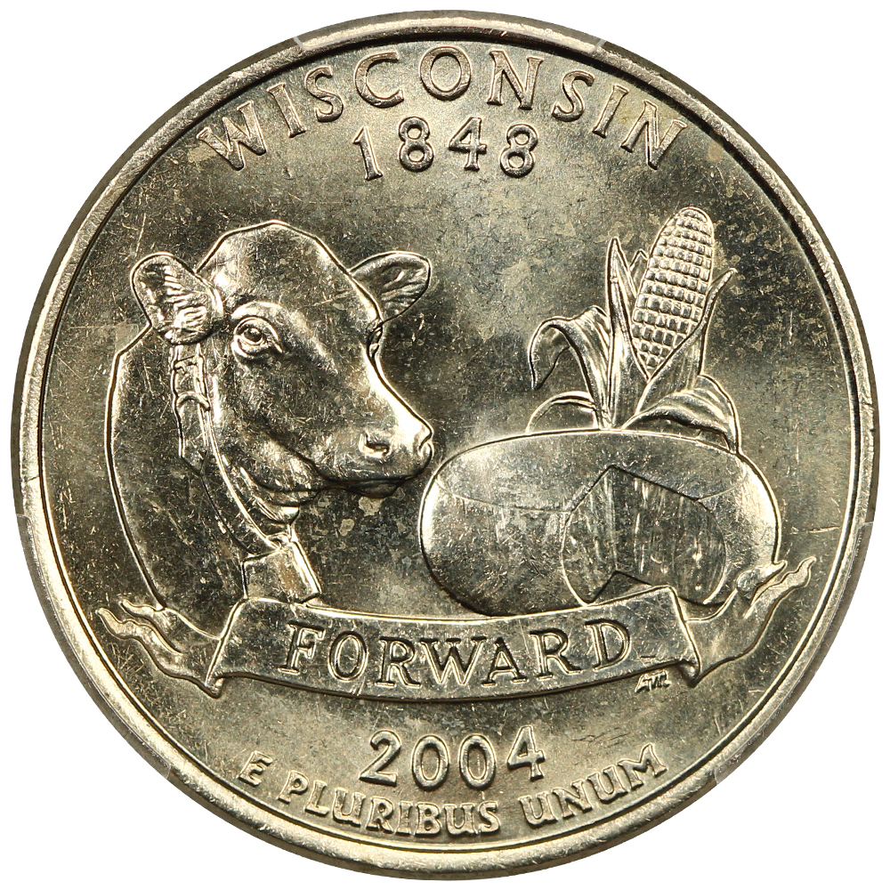 Collectors Corner - 2004-D 25C Wisconsin Extra Leaf Low MS65 PCGS ...