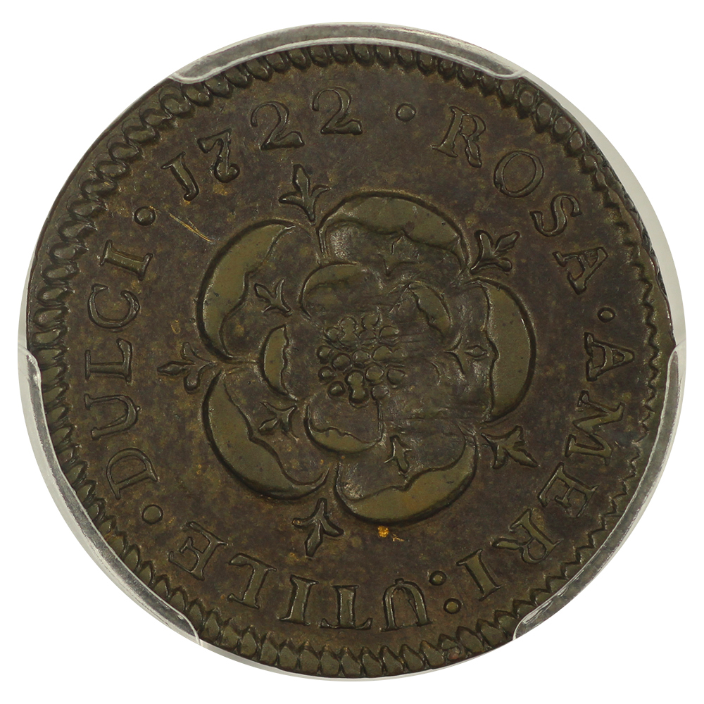 Collectors Corner - 1722 1/2 P Rosa Americana, D.G. REX AU58 PCGS ...